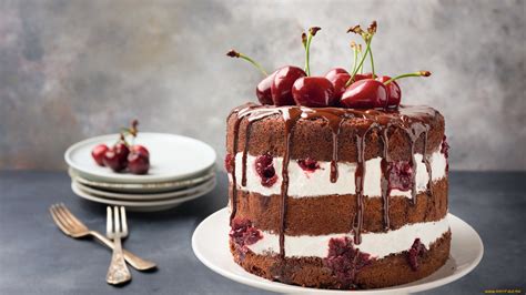 Wallpaper Still Life Food Sweets Cake Cherries Fruit Berries