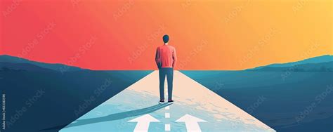 Decision Making An Icon Of A Figure At A Crossroads With Directional