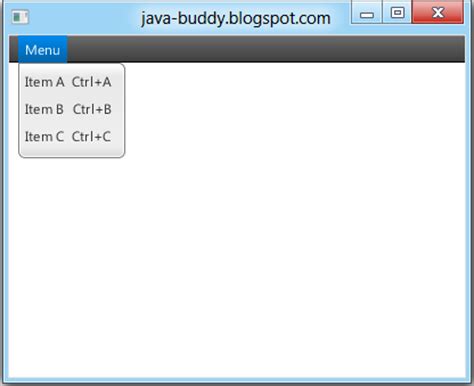 Java Buddy JavaFX 2 0 Set Accelerator KeyCombination For Menu Items