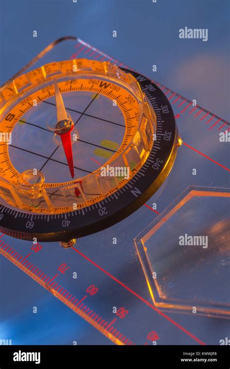 Macro Photo Of Compass Rose Face With Needle Outward Bound Concept