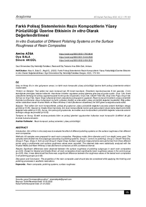 Pdf In Vitro Evaluation Of Different Polishing Systems On The Surface Roughness Of Resin