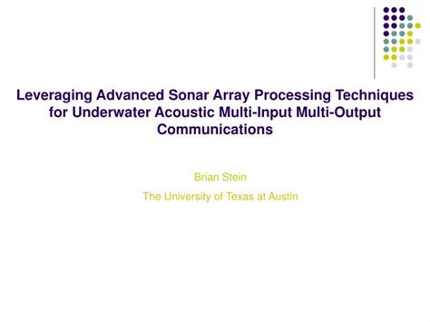 Ppt Leveraging Advanced Sonar Array Processing Techniques For