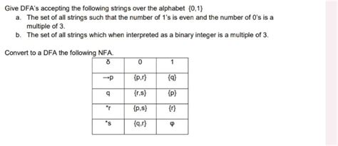 Solved Give DFA S Accepting The Following Strings Over The Chegg Com