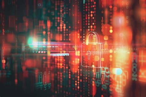 Securing Data Glowing Digital Padlock On Binary Background Premium AI