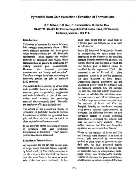 Pyramidal Horn Antenna Design Pdf Pdf Antenna Radio Diffraction