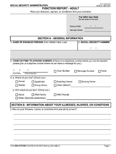 SSA 3373 BK 2009 Fill And Sign Printable Template Online US Legal Forms