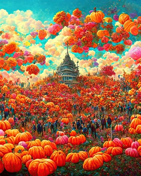 Premium Ai Image Houses In Pumpkin Fields During Harvest