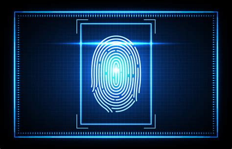 미래 기술 지문의 초록 손가락 스캔 생체 인식 식별 액세스 Criminal Investigation에 대한 스톡 벡터 아트 및