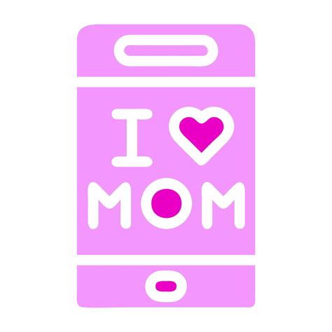 Phone Mom Icon Solid Pink Colour Mother Day Symbol Illustration