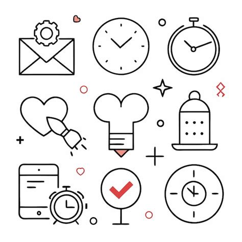 A Set Of Nine Icons Related To Time Management Premium Ai Generated Vector