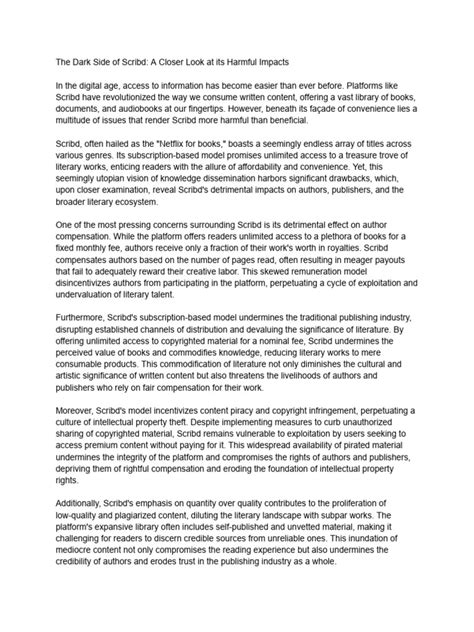 The Dark Side Of Scribd A Closer Look At Its Harmful Impacts Pdf