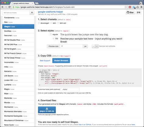 google webfonts helper google webfonts helper 是一个用于下载 Google Web 字体