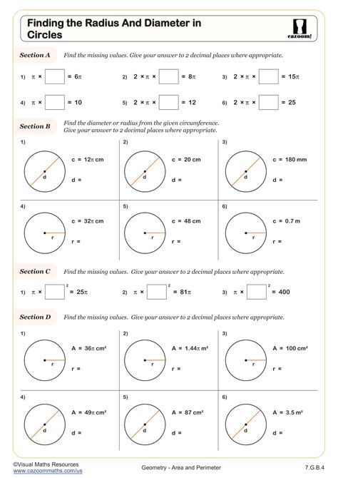 Finding The Radius And Diameter In Circles Worksheet Fun And Engaging
