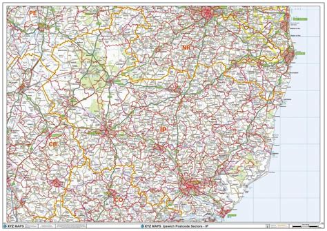 Ipswich Ip Postcode Sector Wall Map