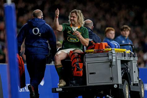 Watch Faf De Klerk Leaves Twickenham On Stretcher Waves Crowd