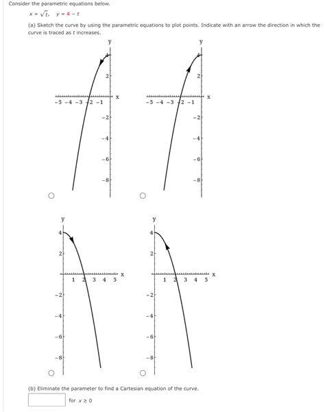 Solved Consider The Parametric Equations Below X T2 Y 4 T A