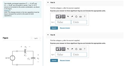 Solved Two initially uncharged capacitors C₁ μF and C Chegg