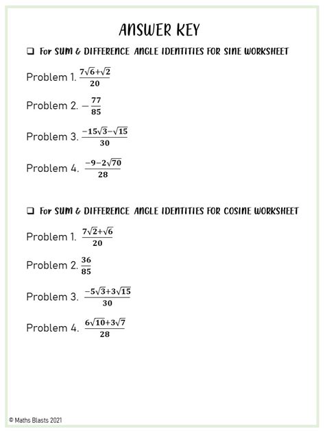 Sum And Difference Angle Identities Made By Teachers