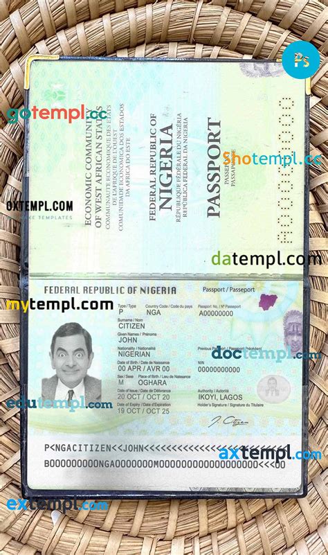 Sample Nigeria Passport Editable Psds Scan And Photo Realistic