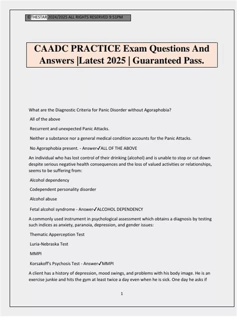 CAADC PRACTICE Exam Questions And Answers Latest 2025 Guaranteed Pass CAADC Stuvia US