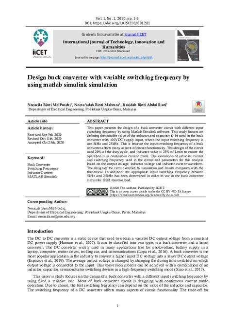 Pdf Design Buck Converter With Variable Switching Frequency By Using Matlab Simulink Simulation