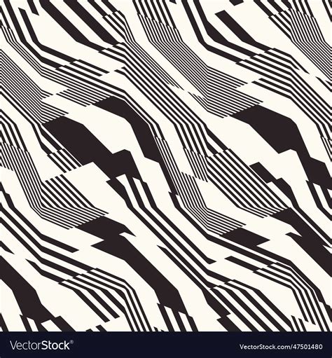 Monochrome Glitch Effect Textured Zigzag Pattern Vector Image