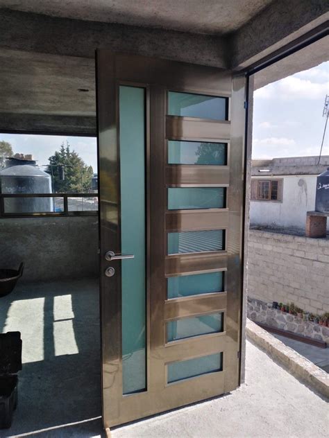 Puerta De Aluminio Eurovent S 50 En Color Champagne Brillante Puertas