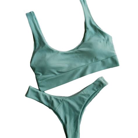 Bikini 2017 Women Swimwear Stitching Brazilian Bikini Swimsuit Solid Color Bathing Suit Women