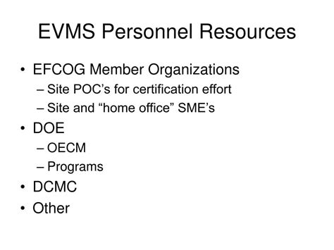 Ppt Efcog Clearing House For Evms Objectives Powerpoint Presentation