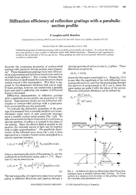Pdf Diffraction Efficiency Of Reflection Gratings With A Parabolic Section Profile Dokumentips