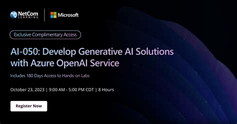 Complimentary Ai 050 Develop Generative Ai Solutions With Azure Openai Service Netcom Learning