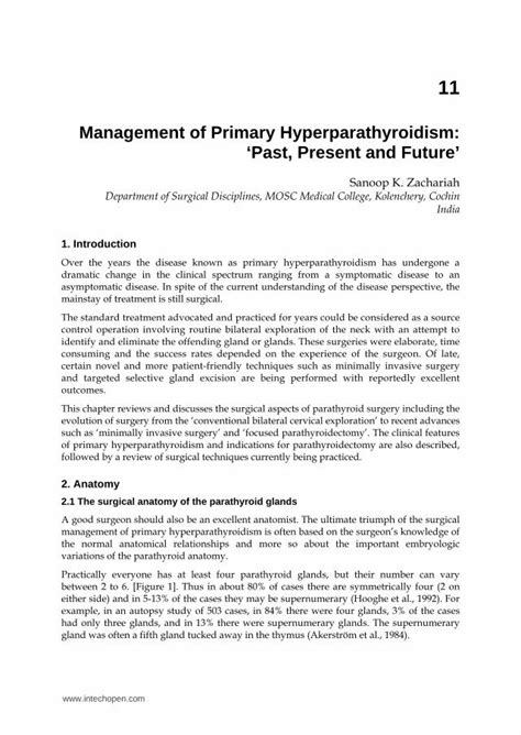 Pdf Management Of Primary Hyperparathyroidism â€past Present