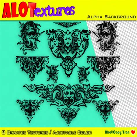 Second Life Marketplace 5 Ornate Alpha Textures