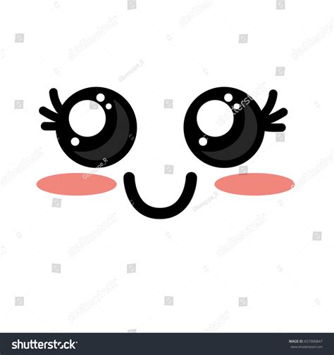 Cute Kawaii Beautiful Face Smile Happy Stock Vector Royalty Free 657900847 Shutterstock