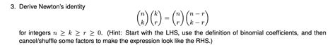Solved 3 Derive Newtons Identity Nkkrnrn−rk−r For