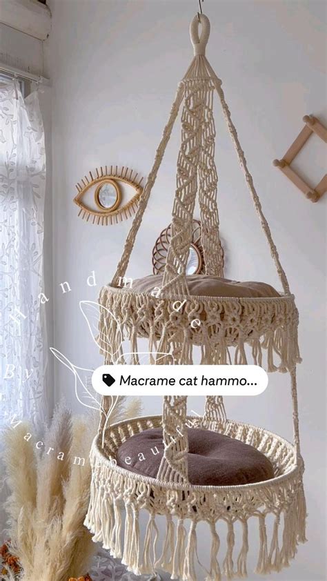 Perfect Macrame Cat Hammock For Your Boho Home Macrame Cat Hammock Homemade Cat Toys Macrame