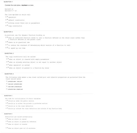 Solved QUESTION Consider The Code Below Myclass Is A Chegg Com