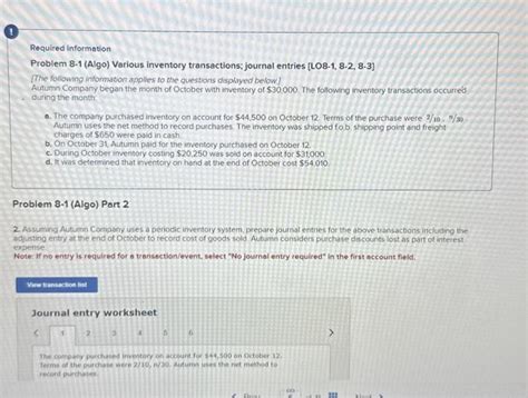 Solved Required Information Problem 8 1 Algo Various