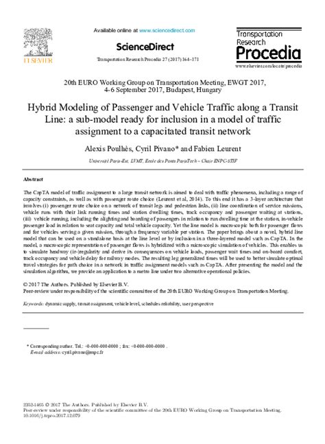Pdf Hybrid Modeling Of Passenger And Vehicle Traffic Along A Transit