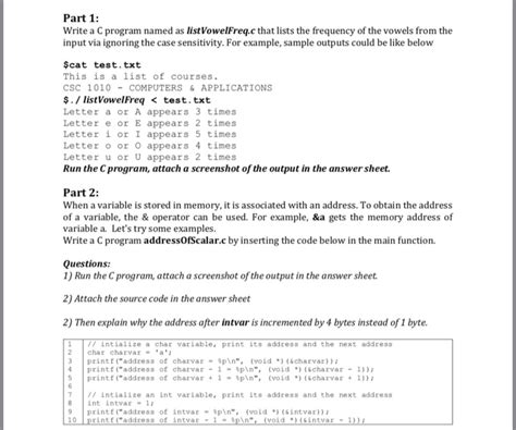 Solved Part 1 Write A C Program Named As Listvowelfreqc