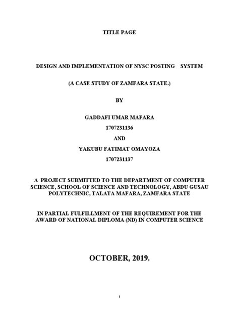 Design And Implementation Of Nysc Posting Sysytem Pdf Queue