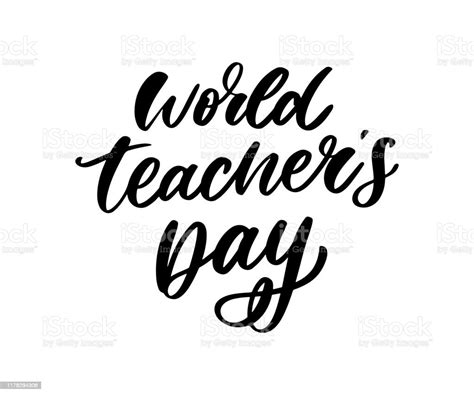 세계 교사의 날 글자 서예 브러쉬 벡터 일러스트에 대한 포스터 교사 교육 관련 직업에 대한 스톡 벡터 아트 및 기타 이미지 교사 교육 관련 직업 교육 낮 Istock