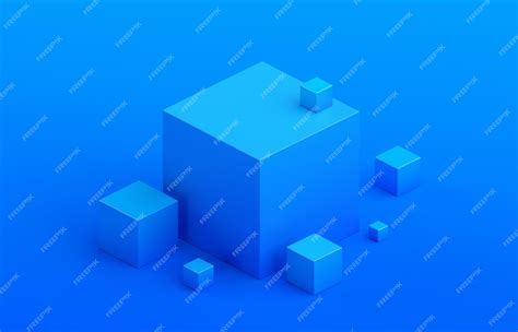 Premium Photo Abstract 3d Render Geometric Composition Blue Background Design With Cubes