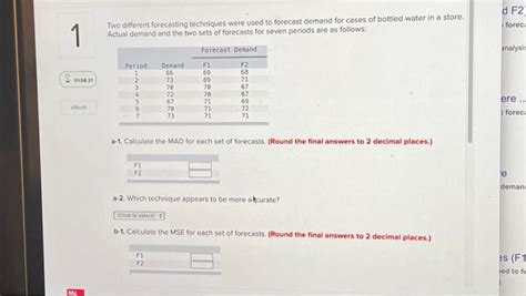 Solved Two Different Forecasting Techniques Were Used To