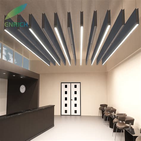 Linear Led Office Pendant Light Acoustic Lighting With Linear Acoustic Baffle Acoustic Led