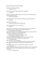 Operations Management Study Guide OperationsManagementStudyGuideChapter