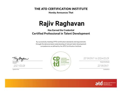 Rajiv Raghavan Cplp® Atd Ilm Grow More Coach On Linkedin Glad To Be Recertified On My Cptd