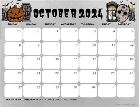 October Calendar Halloween Printable Free Hildy Latisha