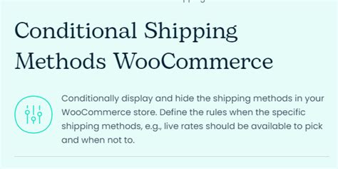 Conditional Shipping Methods For Woocommerce 1 2 0 Wp Themes And Plugins