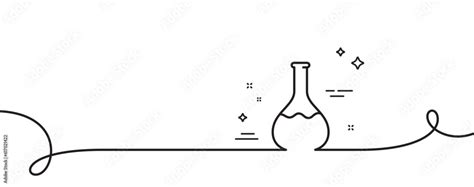 Chemistry Lab Line Icon Continuous One Line With Curl Laboratory Flask Sign Analysis Symbol